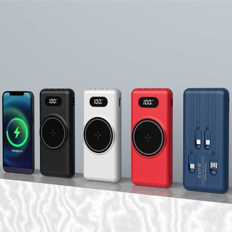 62 10000Mah Full Capacity Bank Comes With Four Wires And 15W Wireless Charging, Multifunctional ...
