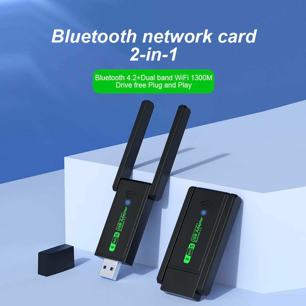 WiFi Bluetooth Adapter 1300Mbps USB 3.0 Enhanced Signal 2.4G 5GHz Wi-Fi ...
