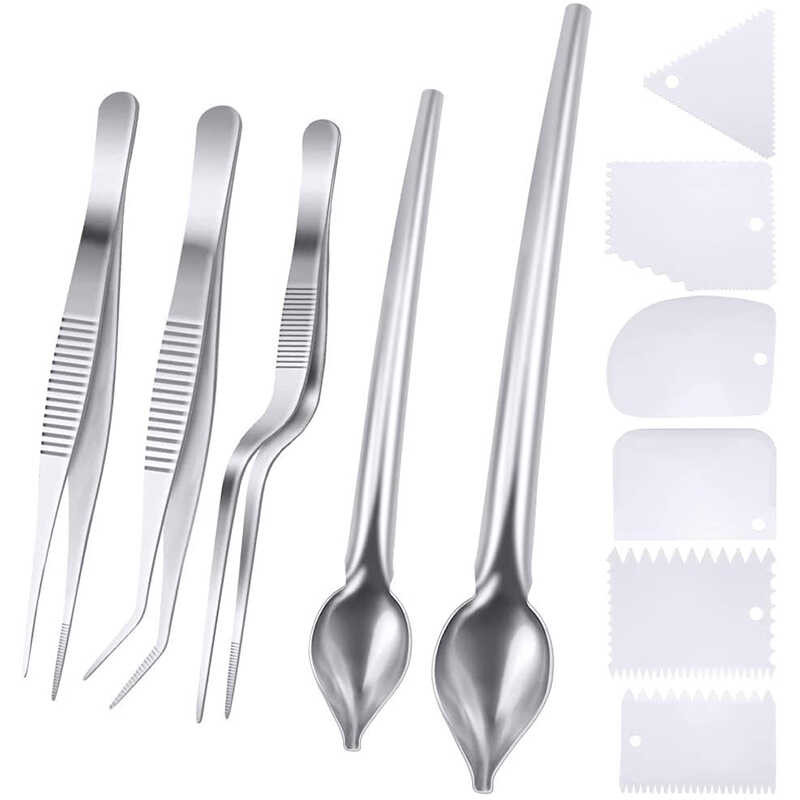 11-Piece 9 Stainless Steel Cooking Tweezers Precision Tongs Cuary ...