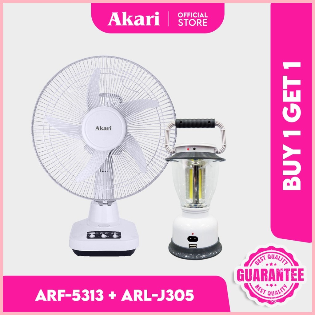 Akari 12-inch Rechargeable Oscillating Fan ARF-5313F + Akari LED Solar ...