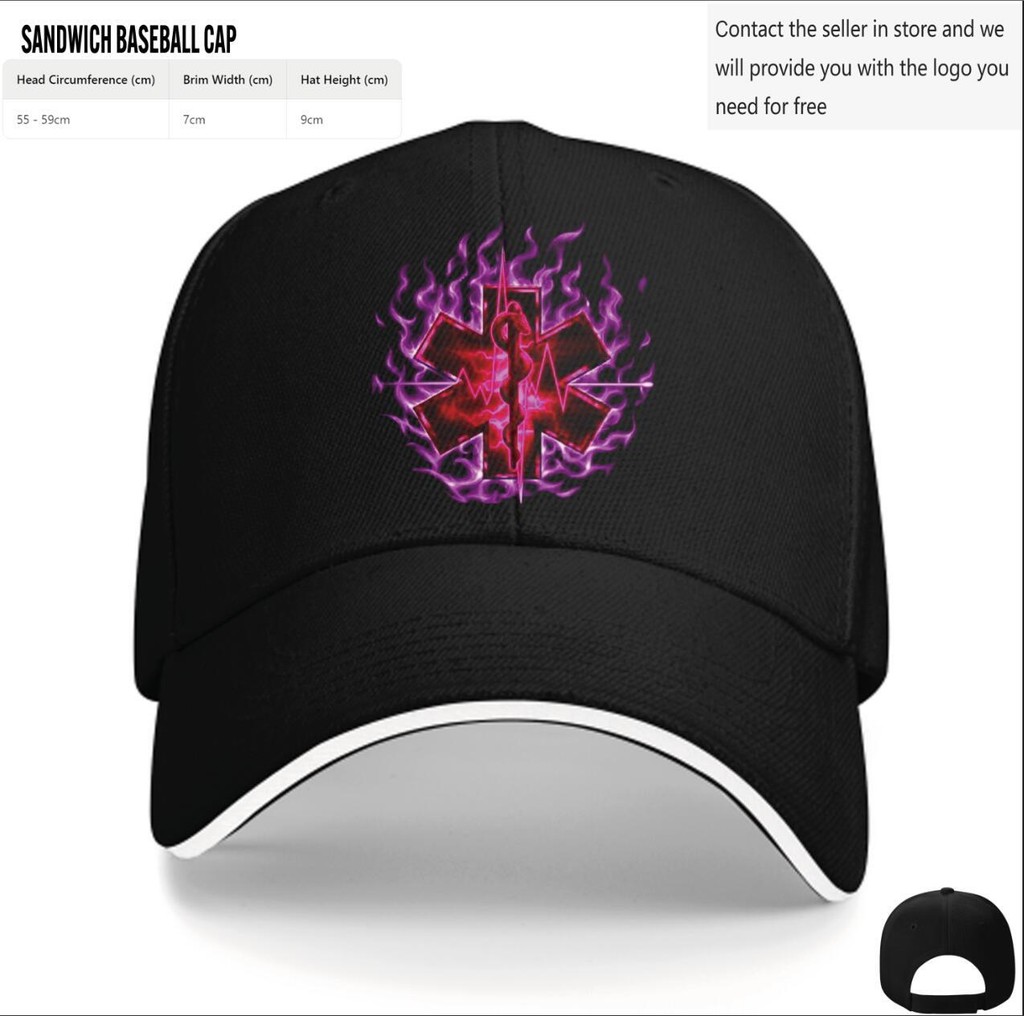 Emergency Medical Services - themed Baseball Cap. Black cap features a ...