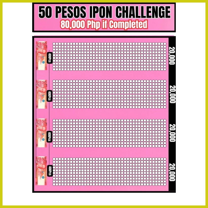 ∣ Ipon Chart Guide Sticker Label Peso Sense Ipon Challenge & 1 Bill ...