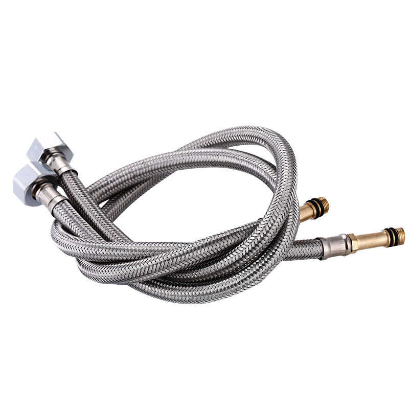 304 stainless steel braided hose kitchen sink hot and cold water faucet ...