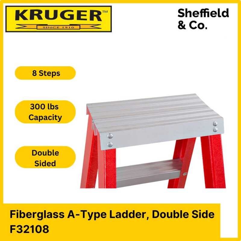 LY Kruger Fiberglass Double Side Ladder, F32108 (2X8 Steps) | Shopee ...