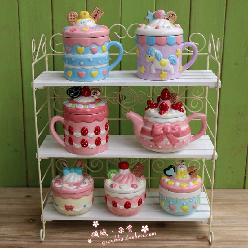 Strawberry Creative Cookies Ceramic Mug Cute Candy Salt Jar Chinese ...