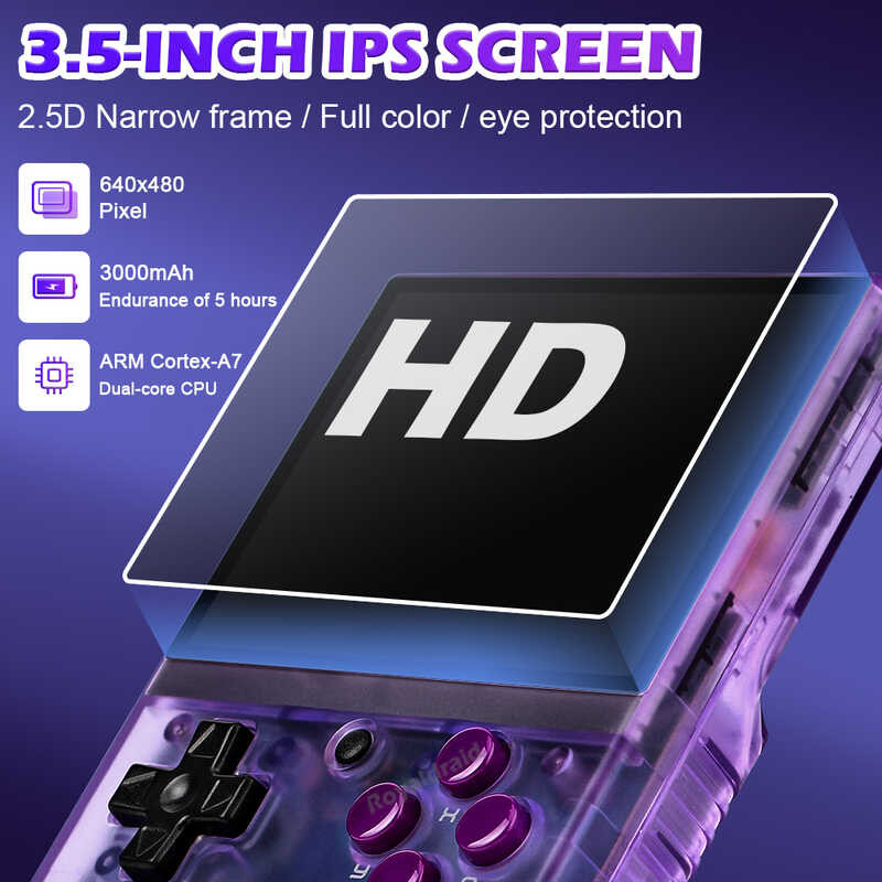 Mini MIYOO Plus V3 Retro Handheld Console 3.5" IPS HD Screen 3000Mah ...