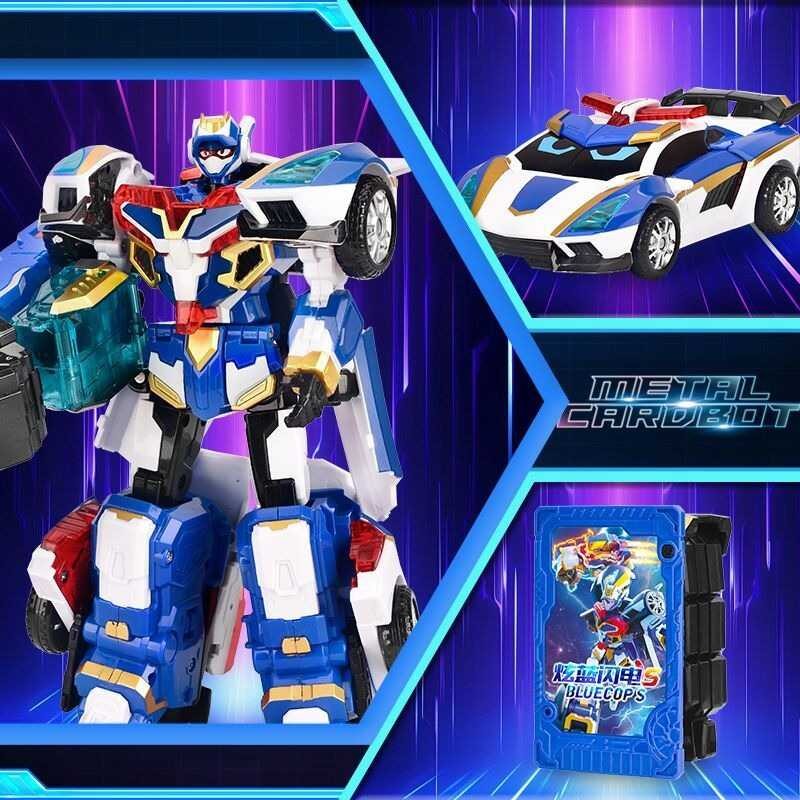 Cardbot Metal BLUE COP S Transforming Robot Car Card Toy Action Figure ...