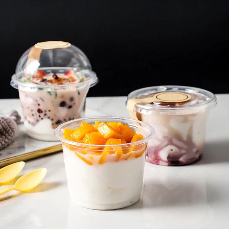 50pc Clear Plastic Dessert Cup With Lid Mousse Pudding Cake Box ...