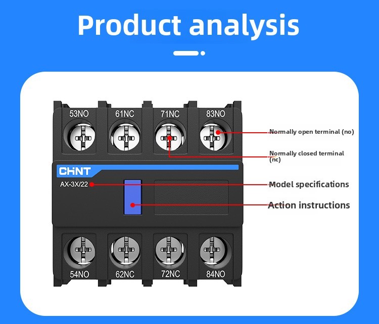 Chint AC Contactor Auxiliary Contact Block AX-3X 2NO+2NC 1NO+1NC 2NO ...
