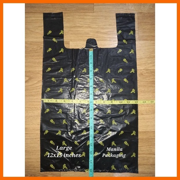 ☎ (100 pcs) Sando Plastic bag with Flower design, black or white ...