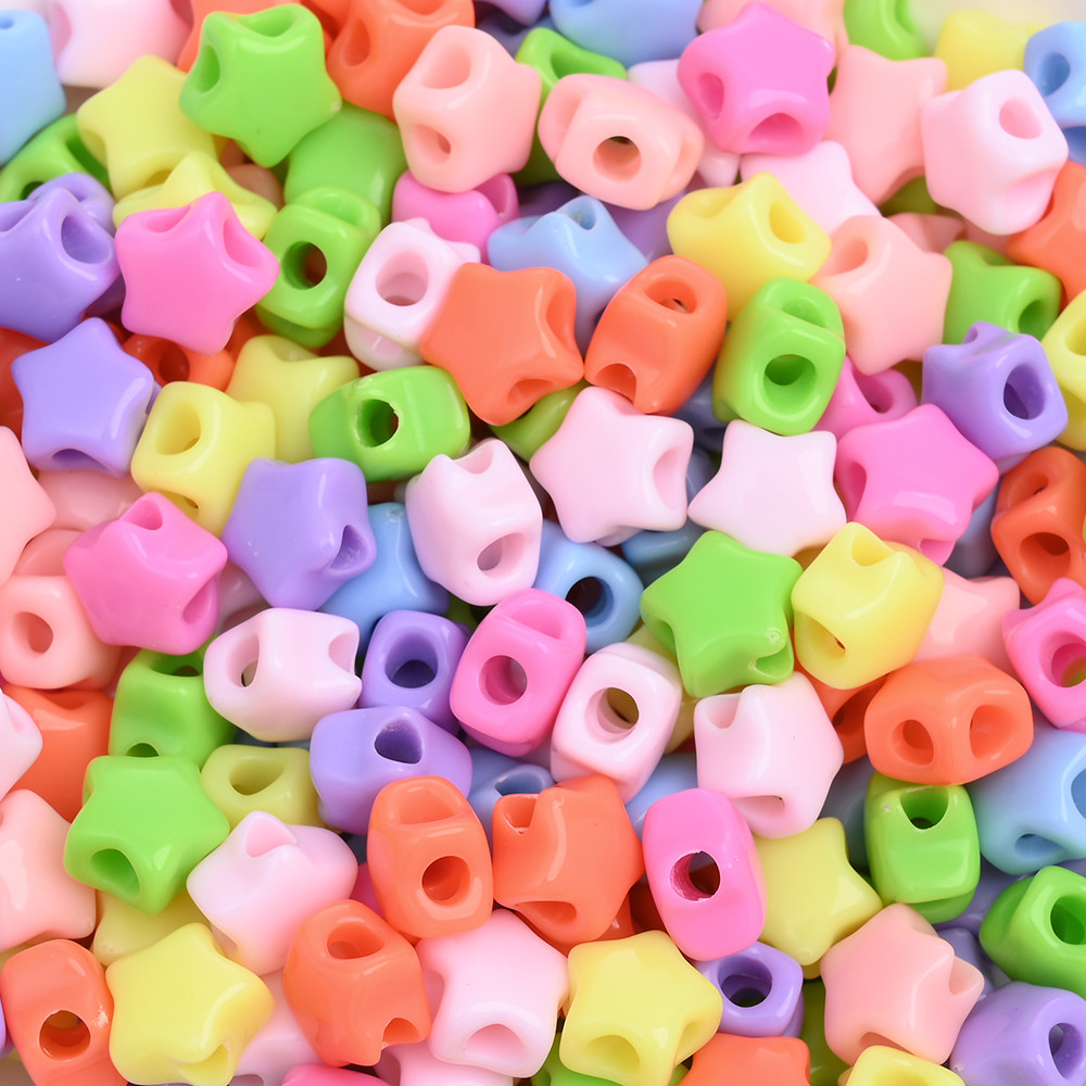 Porous Acrylic Beads Star Heart Bow Macaron Big Hole Beads For Jewelry ...