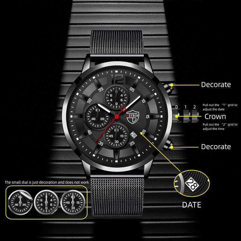 Mens DEYROS Fashion Minimalist Men Business Casual Quartz Watch Simple ...