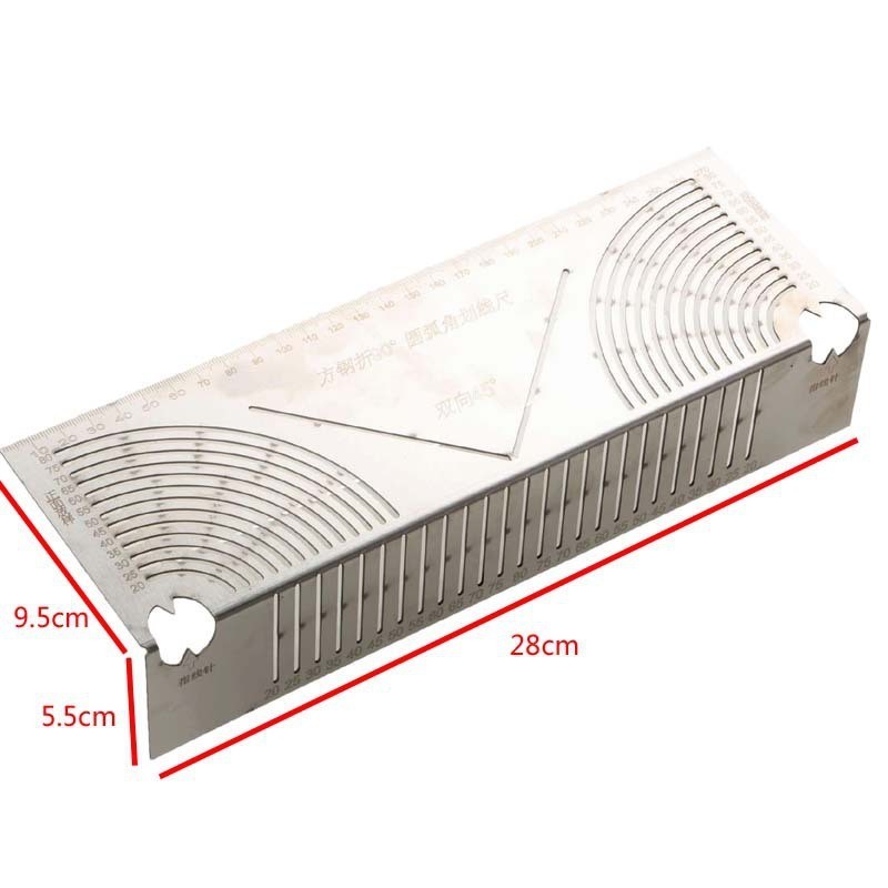 Square Tube Folding Round Ruler Steel 90 Degree Arc Angle Line Drawing ...