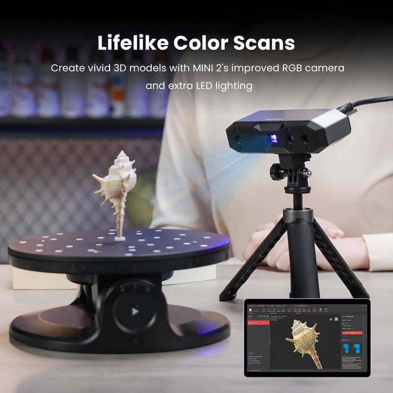MINI Revopoint 2 Advanced 3D Scanner Up To 0.02Mm Precision, 16 Fps ...