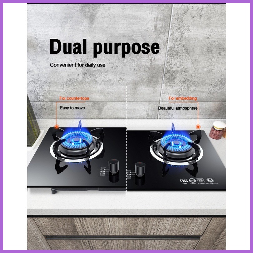 ¤ ♣ Two-head gas stove home embedded double-burner gas stove big fire ...