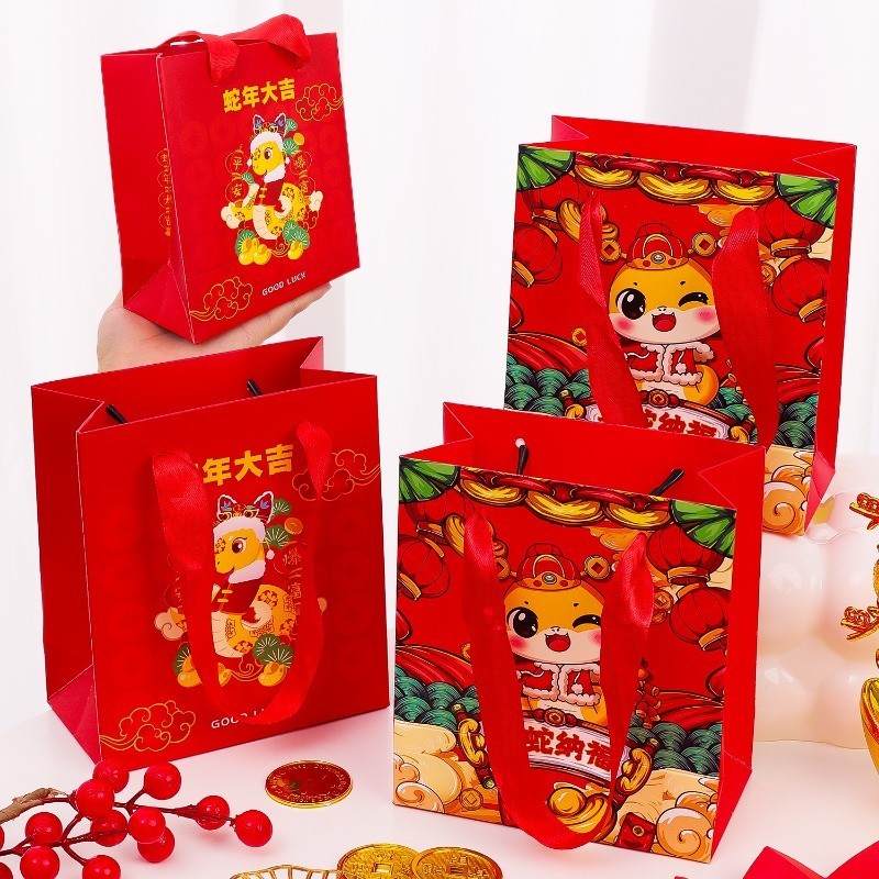 Chinese New Year Cartoon Snake Pattern Packaging Bag Large Capacity ...