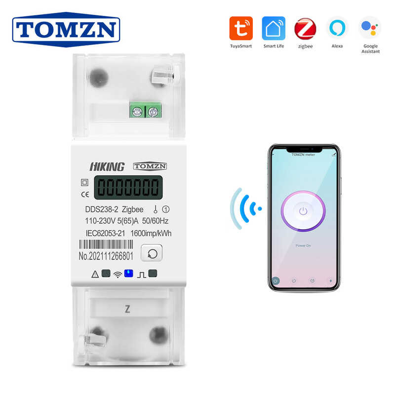 Gateway Zigbee Tuya Single Phase 65A Din Rail WIFI Smart Energy timer ...
