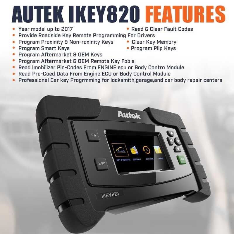 Autek Original Ikey820 Obd2 Key Auto Key Programmer Universal ...