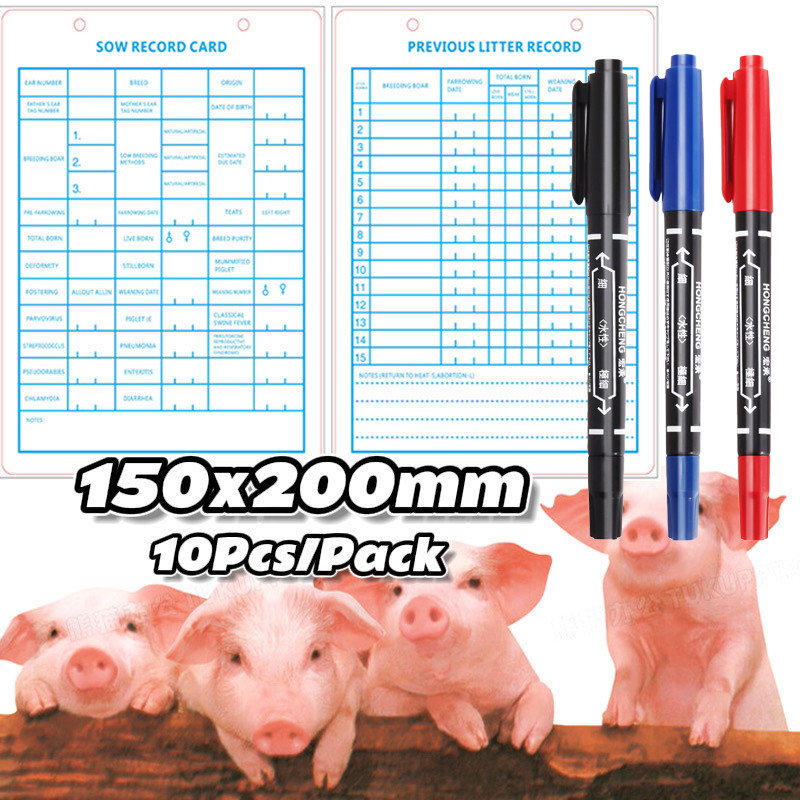 10PCS Piggery Record Keeping Card Pvc Sow Record Card for Animals ...