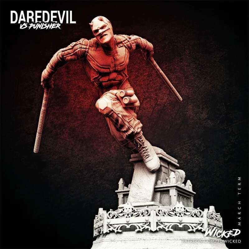 Daredevil Scene Statue Daredevil 1/24 White Model Gk Figure 35 Scale ...
