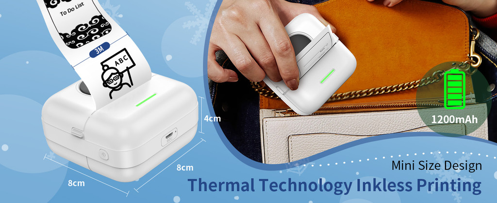 VOZY Mini Portable Thermal Printer Mobile Printer Photo Printer Home ...