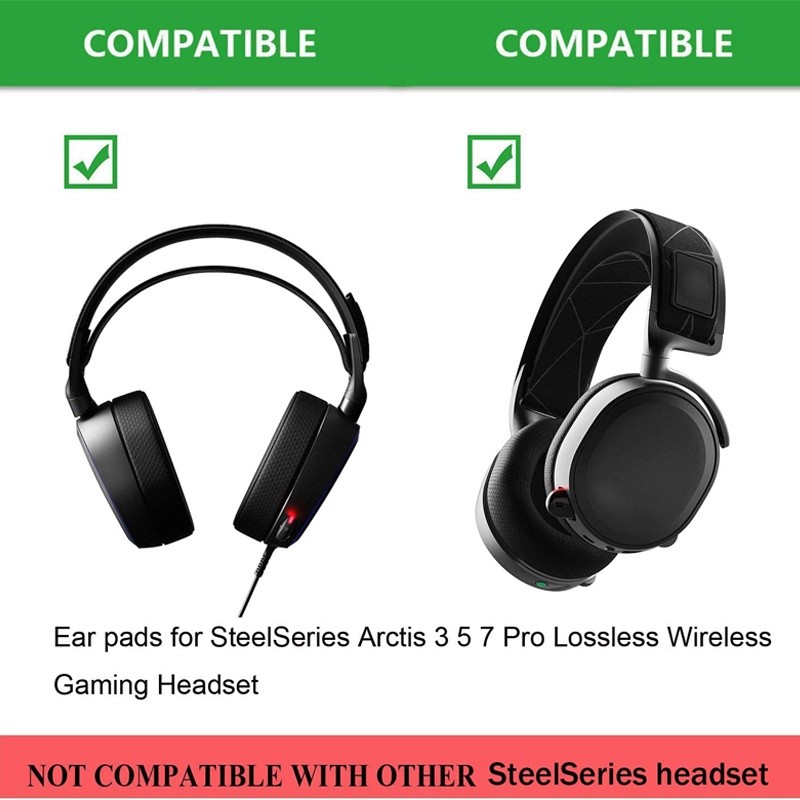 1Pair Earpads for SteelSeries Arctis 1 3 5 7 9 9X Pro Wireless ...
