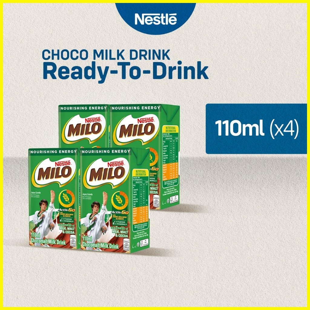 Milo Ready-to-Drink Flavoured Milk 110ml - Pack of 4 | Shopee Philippines