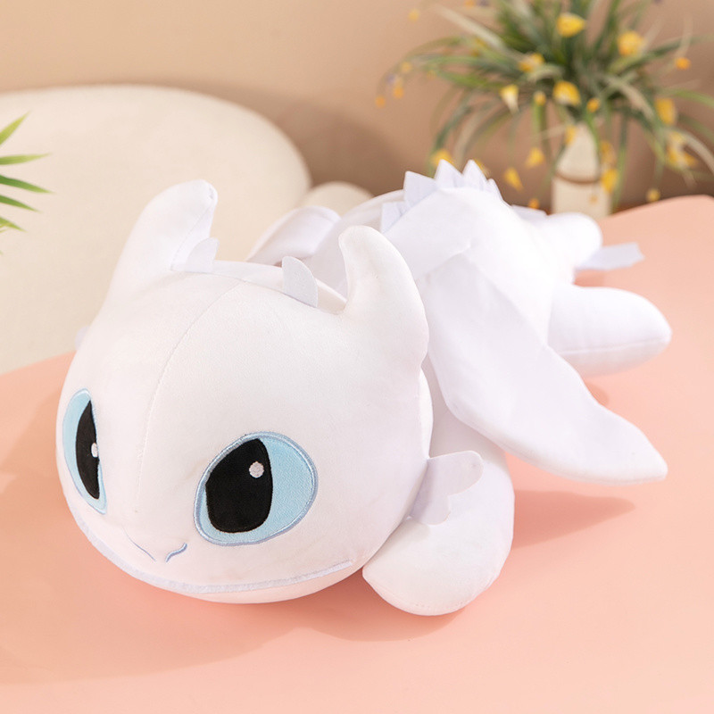 95cm Lying Toothless Boy Light Fury Plush Toy Doll Taming Dragon Doll ...