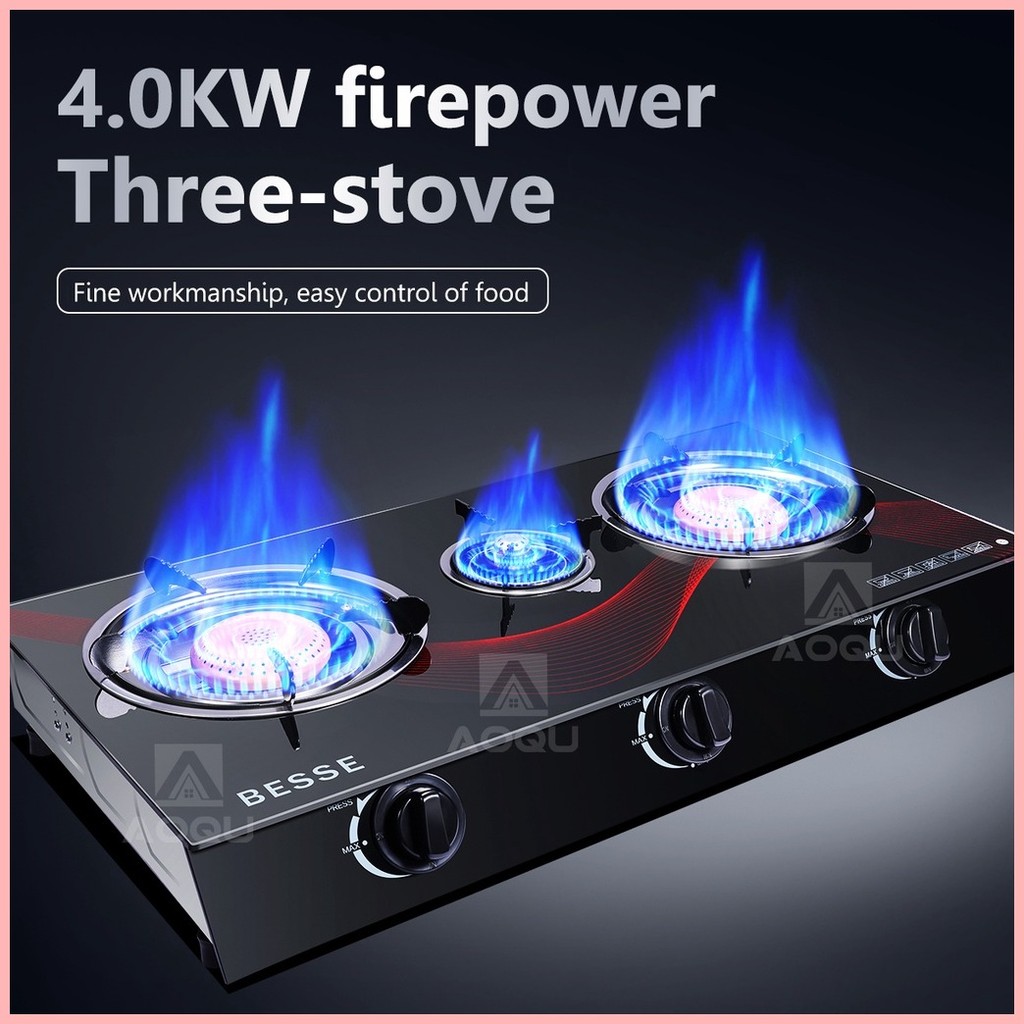 Three-burner gas stove 4000KW high-fire desktop natural gas stove ...