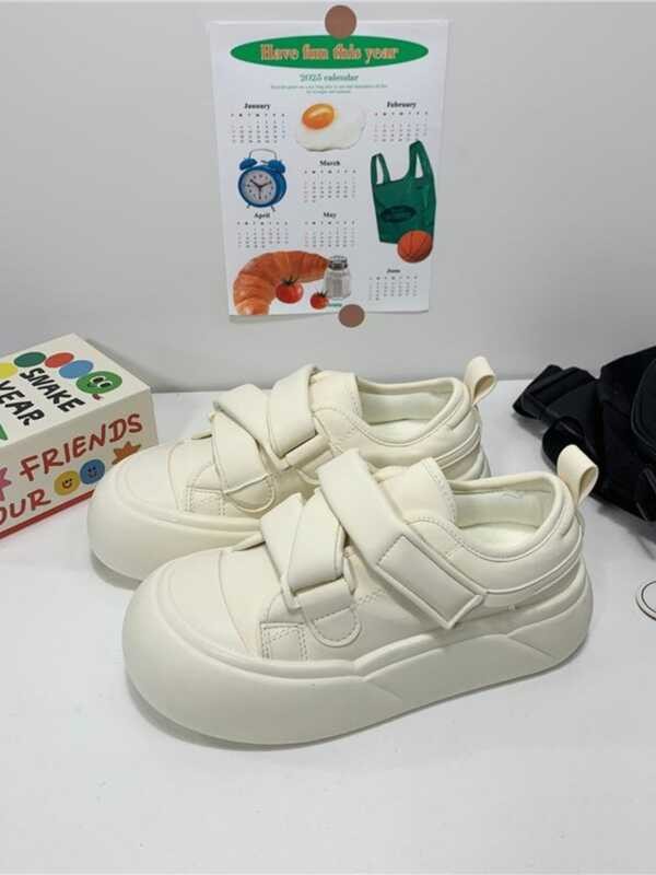 am Velcro White Shoes Women's Spring New Style Chic Small Head Board ...