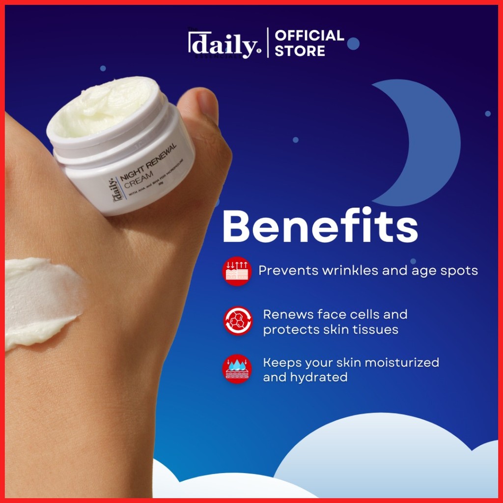 K ⍬ The Daily Essencials Night Renewal Cream (10 grams) | Shopee ...