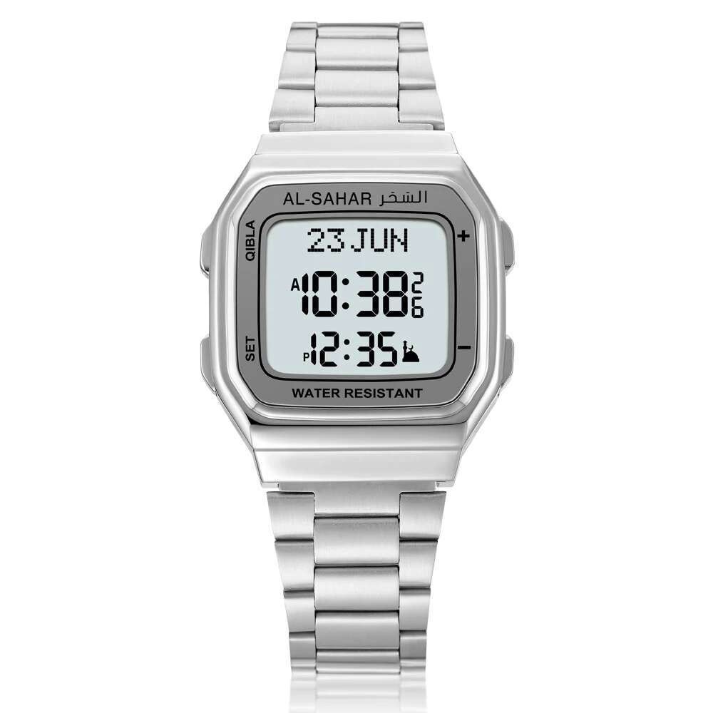 AL-SAHAR Classic Azan Watch With Auto-Qibla Backlight Hijri Calendar ...