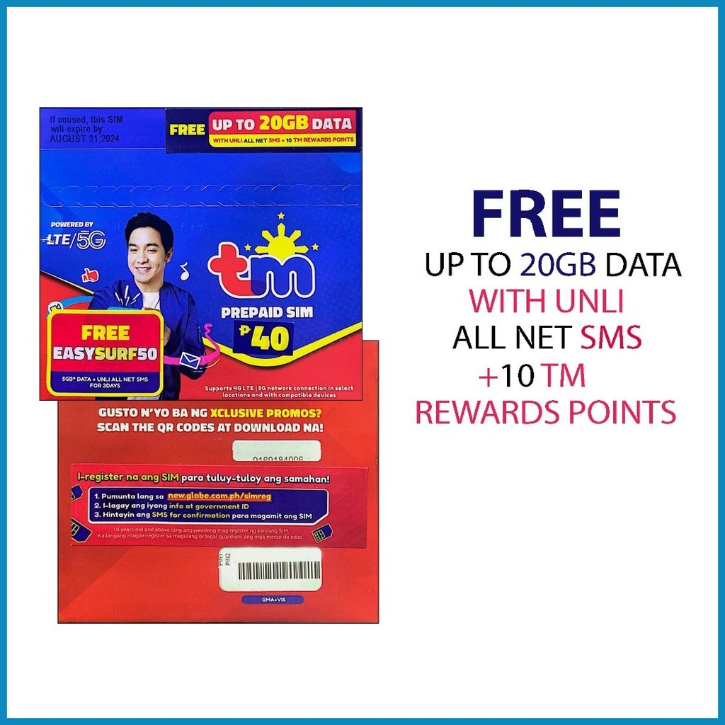 TM SIM LTE & 5G WITH FREE EASYSURF50 DATA | Shopee Philippines
