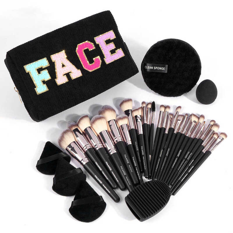 32Pcs Tool MAANGE Kit 25Pcs Pro Brushes Set Triangle Powder Puffs ...