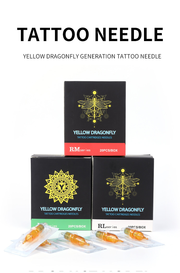 YILONG Yellow 10pcs Dragonfly RL RM RS M1 Disposable Permanent Tattoo ...