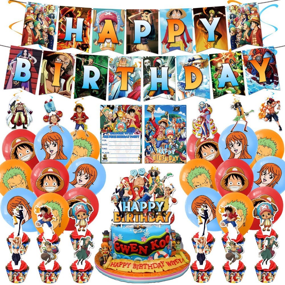 One Piece Birthday Party Supplies DIY Balloon Banner Latex Balloon ...