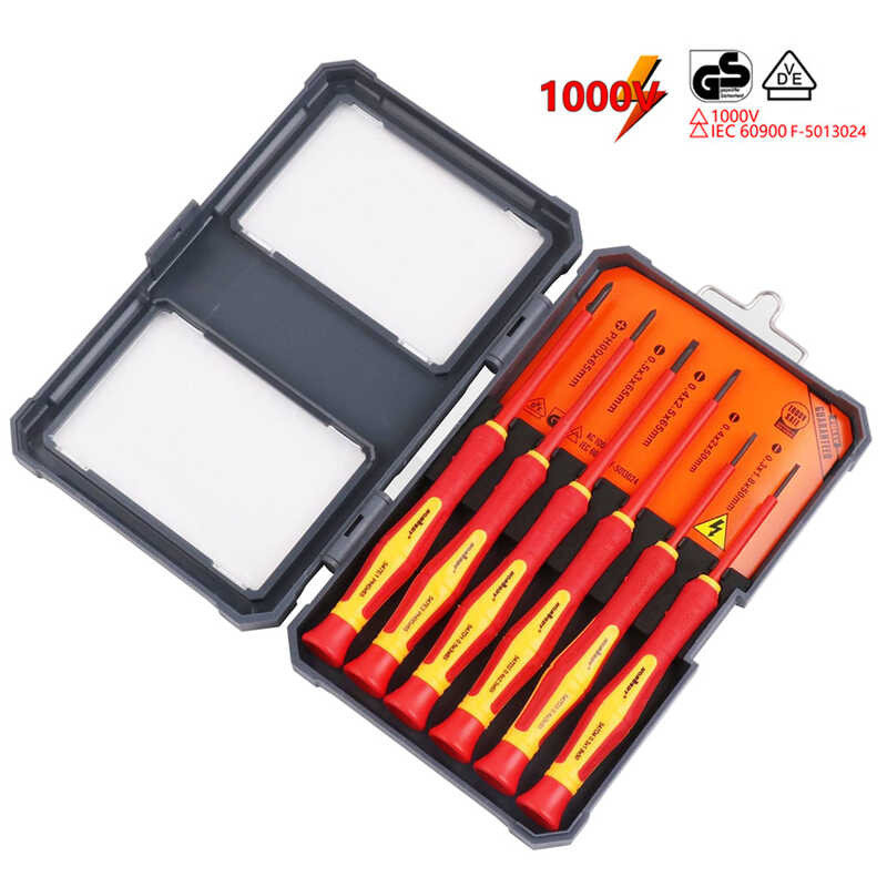 Insulated 1000V Screwdriver Set 6pcs Magnetic Screw Driver Bits Slotted ...