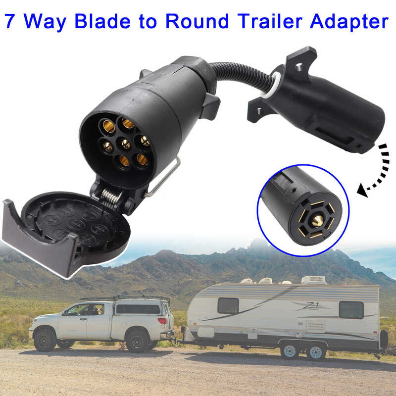 To Round 7 Way Blade Towbar Towing Socket Plug Adapter Connector ...