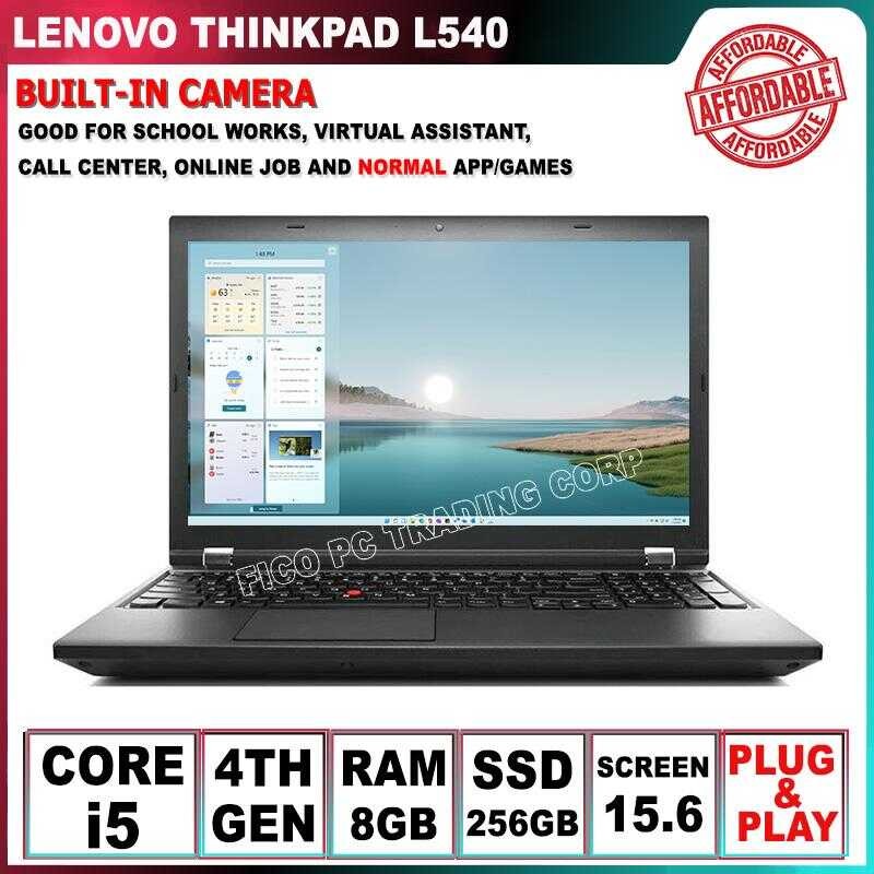 Lenovo Thinkpad L540 15.6 Inches Core I5 4Th Gen 8Gb RAM 256Gb SSD Built-In Cam Wifi Windows 10 ...
