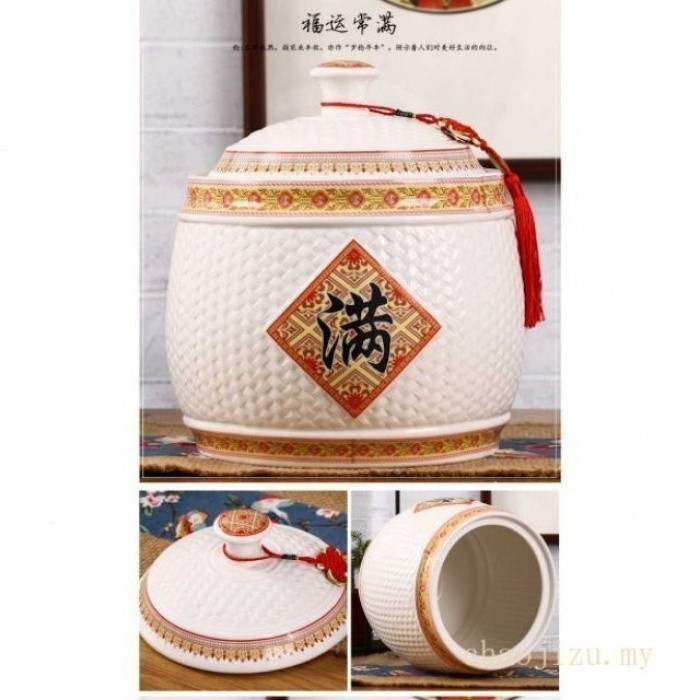 GZWT [COD]Ceramic Rice Storage/Rice Storage/ Rice Vase Porcelain Rice ...