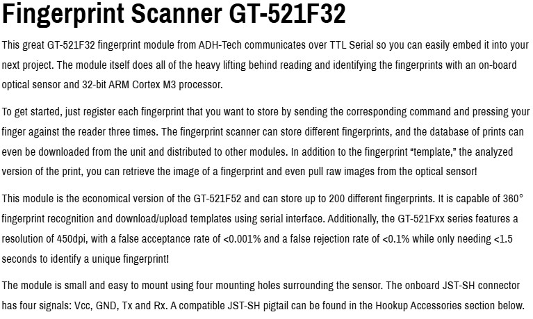 Fingerprint Scanner GT-521F32 | GT-521F52 | Shopee Philippines