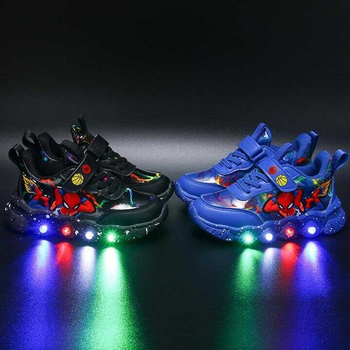 Light kids LED spike pattan for boys sneakers velcro light up shoes ...