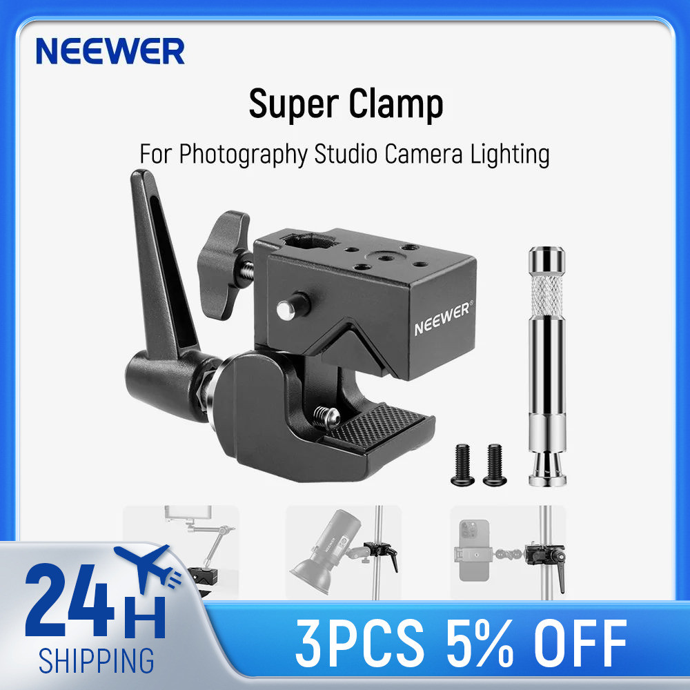 NEEWER Super Clamp with 5/8" Stud, Spring Lock, 2.4"/6cm Jaw Grip Heavy ...