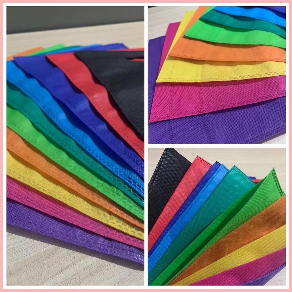 50 Pcs Flat Eco Bag Plain Non-woven Handbag 4 Sizes 10 Colors D Cut ...