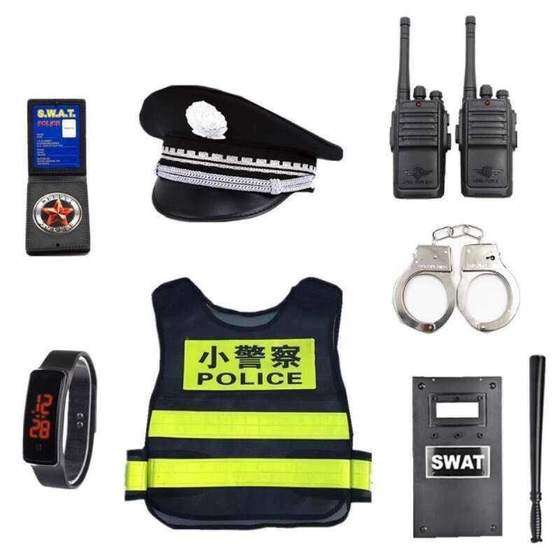 Paglalaro papel para mga bata, uniporme pulis trapiko, walkie talkies ...