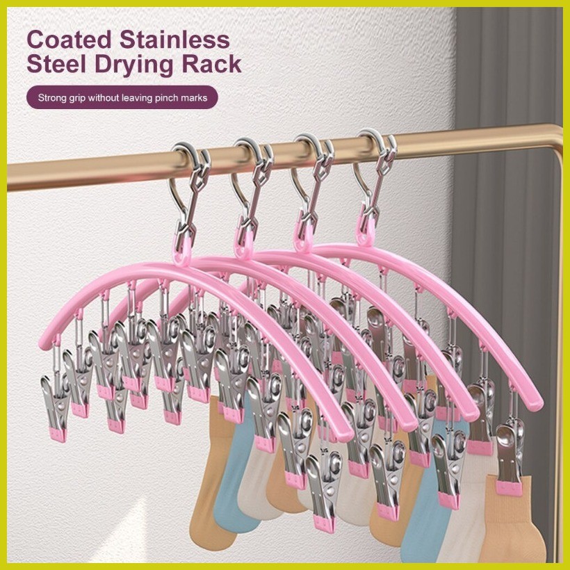 ⊙ 1pcs 10clips Stainless Steel Hangers with Clips Hanging Closet ...