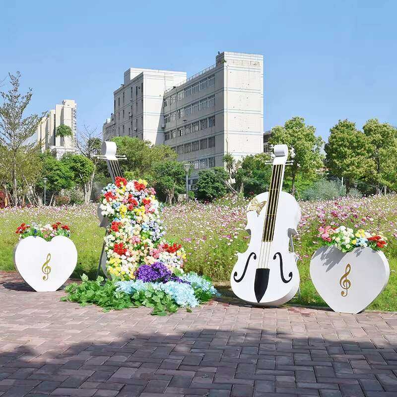 Outdoor Iron Cello Ornament Prop LOVE Flower Box Sculpture Garden ...