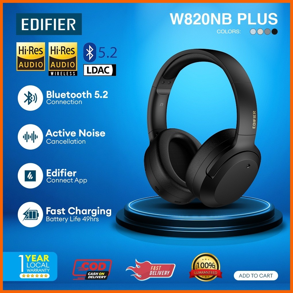 ♒ Edifier W820NB Plus Wireless Bluetooth Noise Cancelling Headphones Hi ...