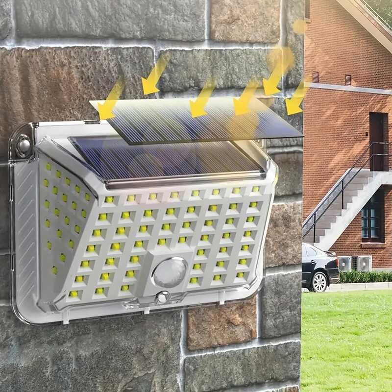 Er Bright 90 LED Wall Lamp Ng 3 Modes Motion Solar Fence Lights ...