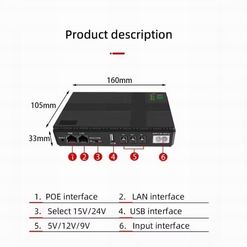DC mini UPS 5V 9V12V USB DC POE LAN Interface 10400MA For Wifi Modem ...